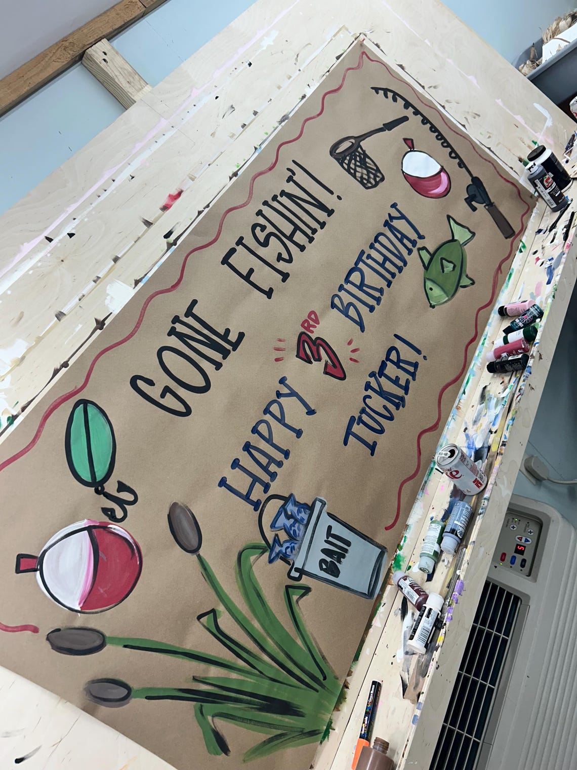 Gone Fishin Party Hand Painted Banner - Etsy