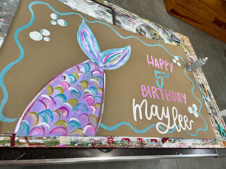 Girls Birthday; Mermaid Birthday Party Hand Painter Banner - Etsy