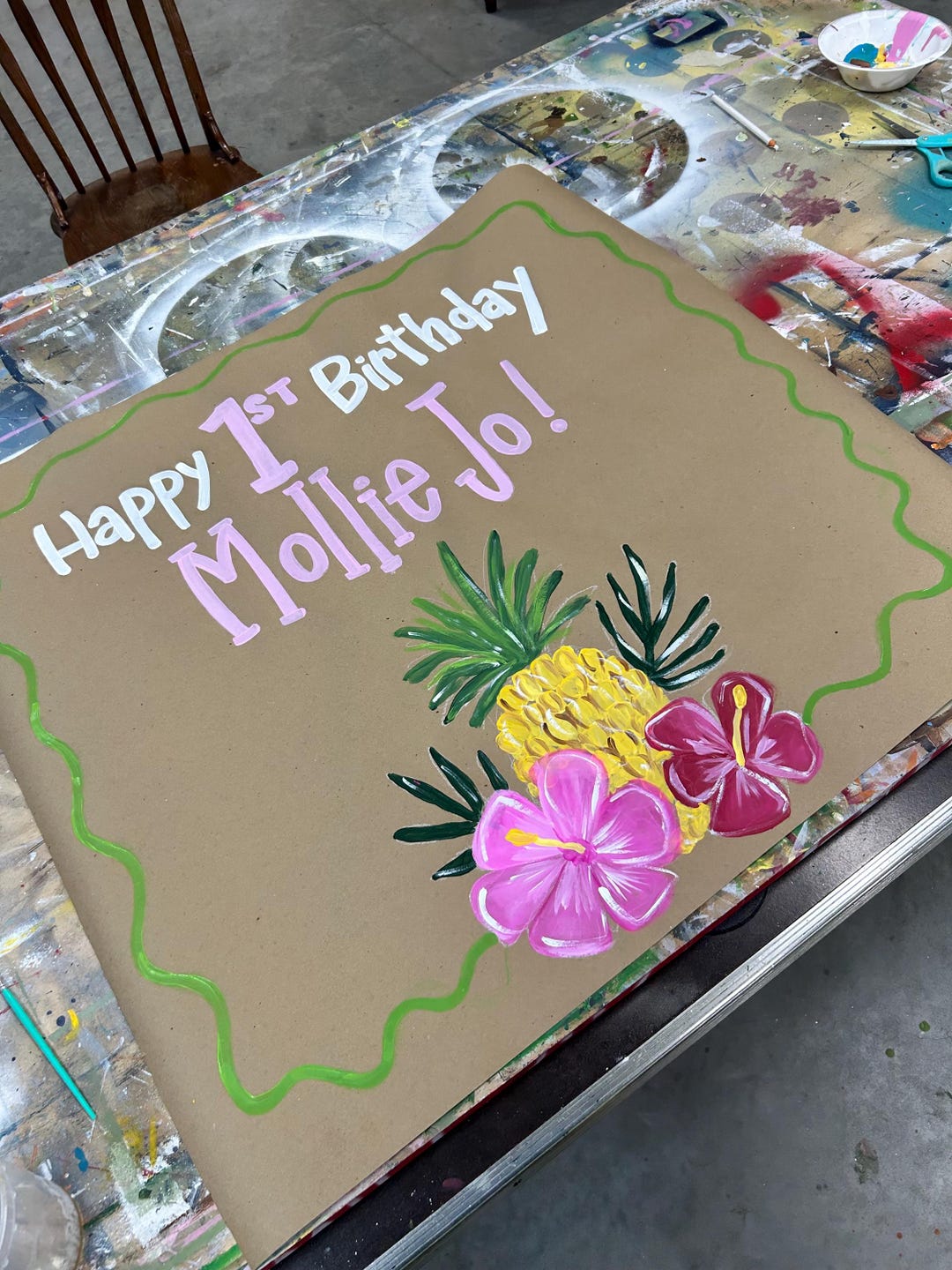 Girls Birthday; Tropical Birthday Party Hand Painted Banner Shower - Etsy