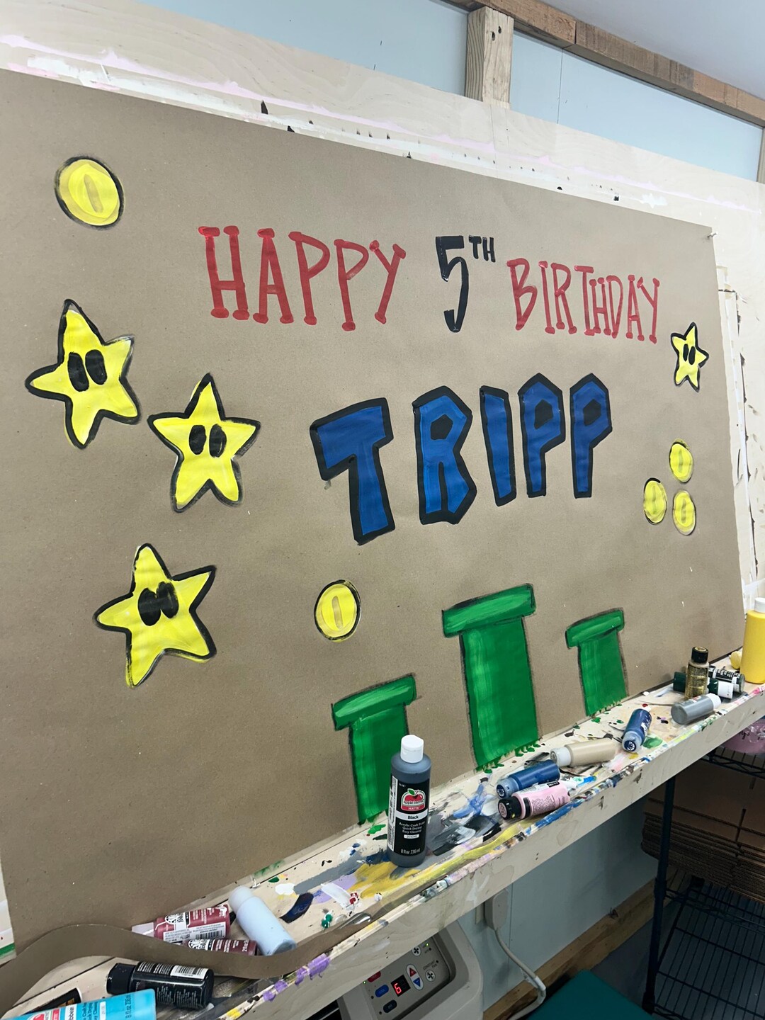 Super Mario Birthday Party Hand Painted Banner - Etsy