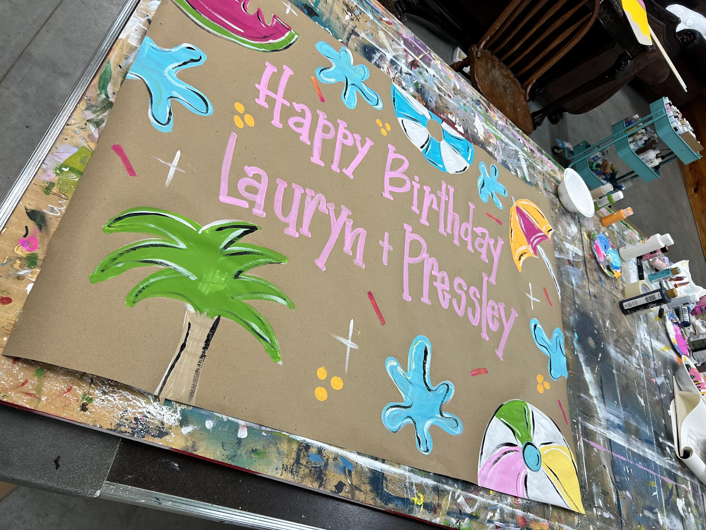 Beach/pool Bash Themed Birthday Party Hand Painted Banner - Etsy