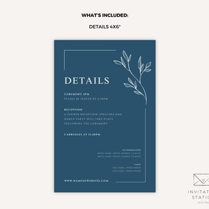 Blue Botanical Wedding Invitation Template: Editable Leaf Design ...