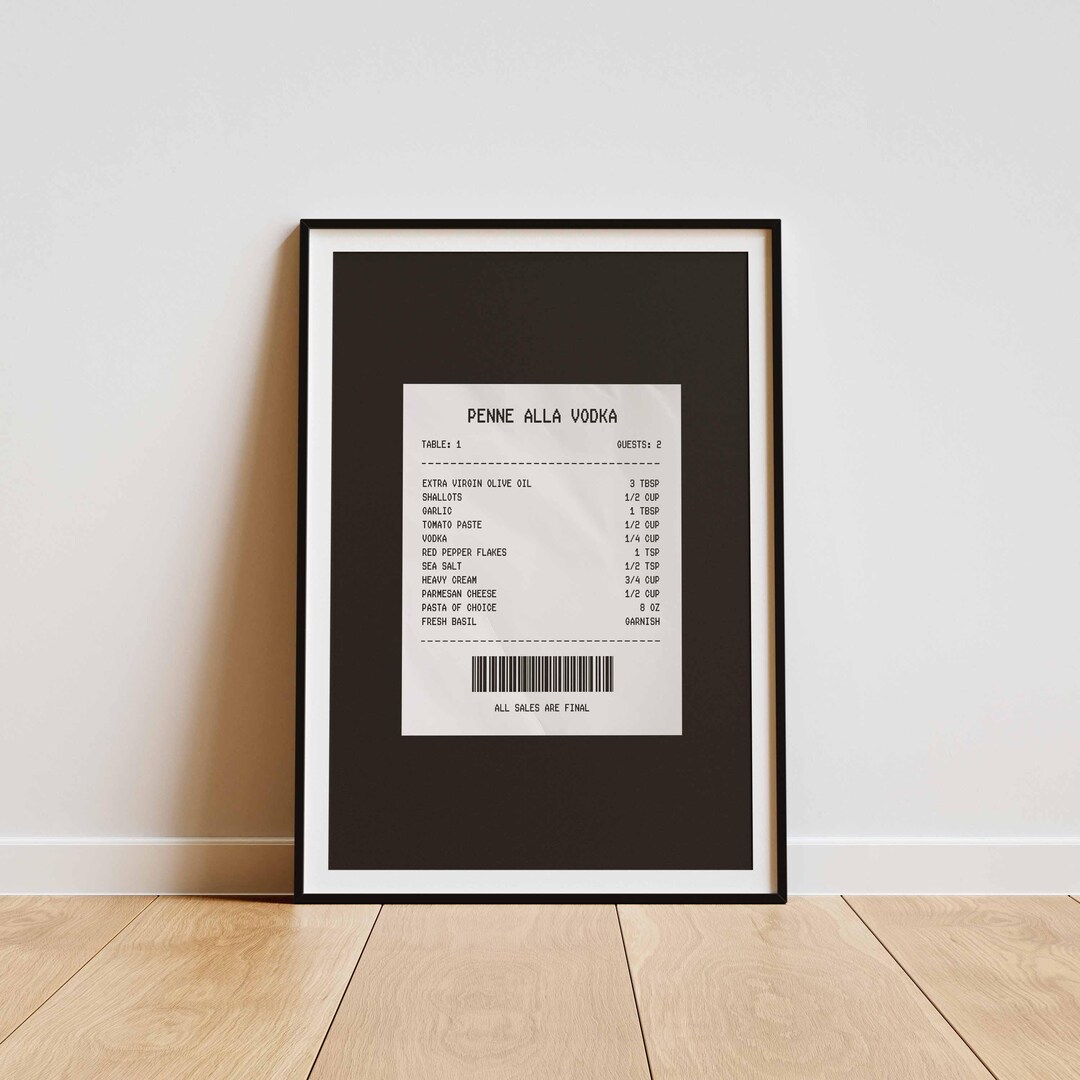 Penne Alla Vodka Print, Pasta Print, Printable Kitchen Wall Art ...