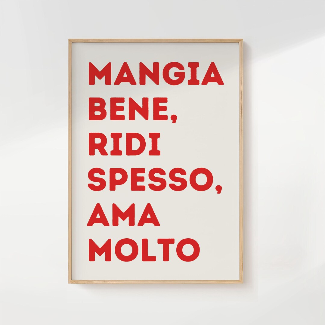 Mangia Bene Wall Art, Italy Kitchen Print, Bar Cart Italy Decor, Trendy ...