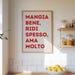 Mangia Bene Wall Art, Italy Kitchen Print, Bar Cart Italy Decor, Trendy ...