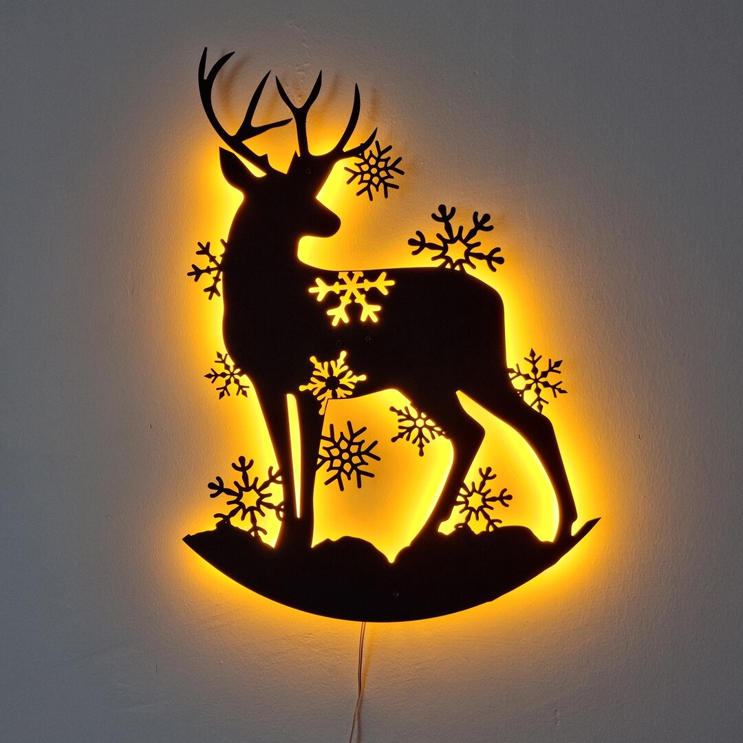 Metal Deer Silhouette With LED Lights, Elegant & Modern Illumination ...