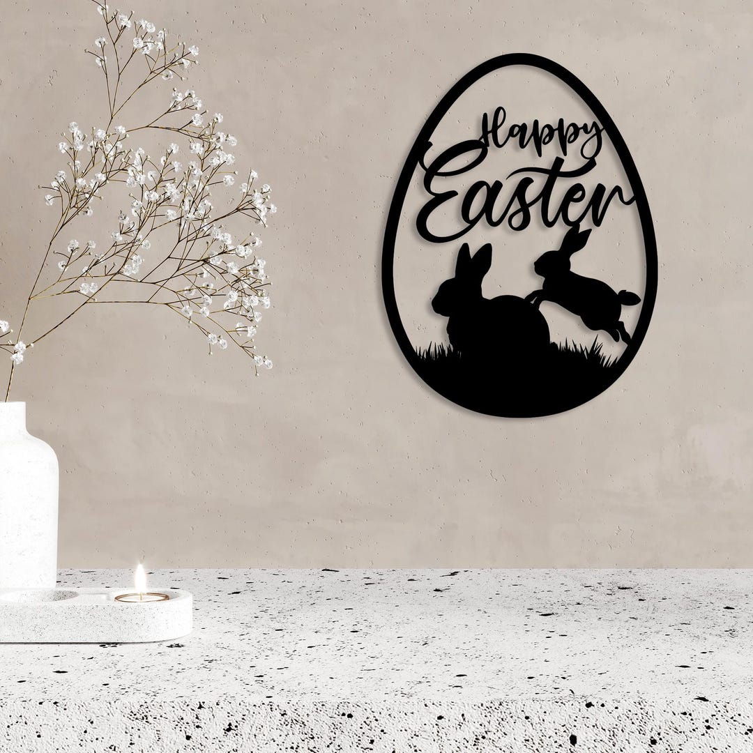 3D Easter Bunny Metal Wall Art: Happy Easter Home Decor - Etsy