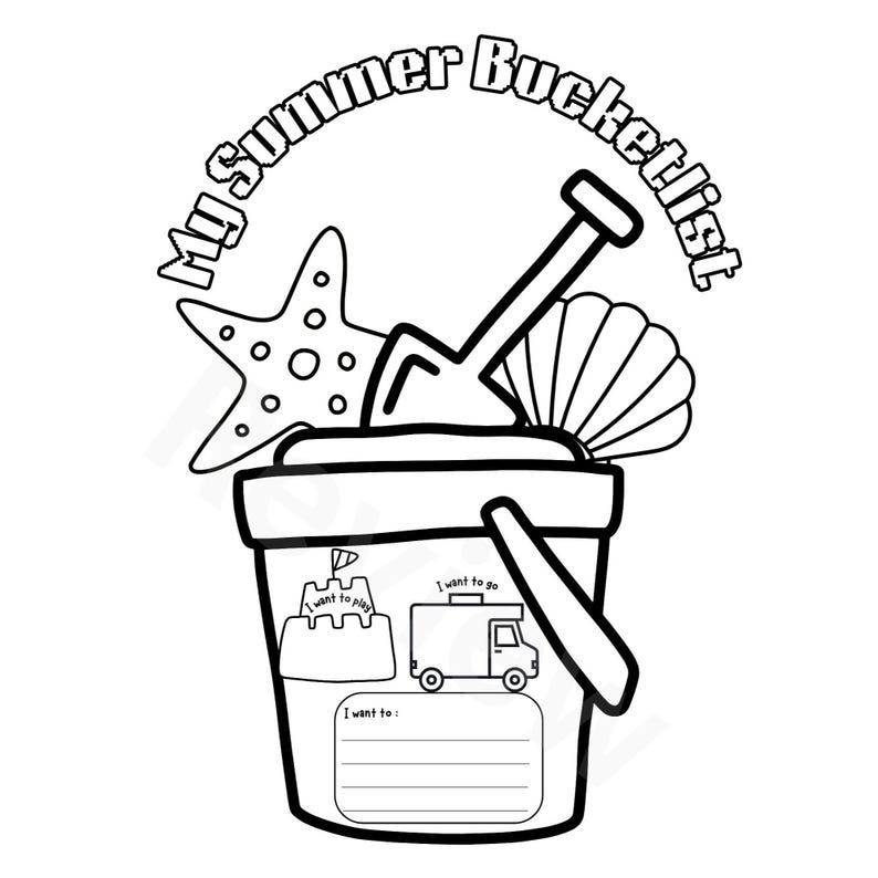 Summer Bucket List Printable for Kids,bucket Coloring Page,last Week of ...