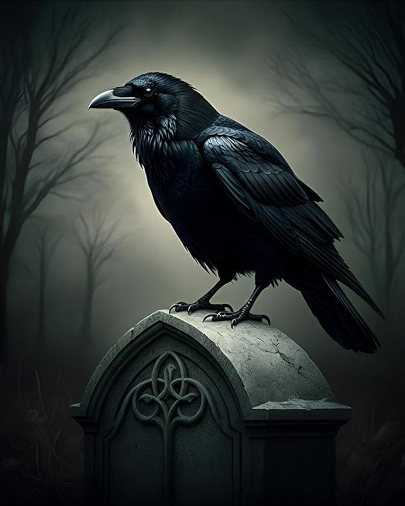 Raven - Perched on Tombstone (version 1) - Etsy