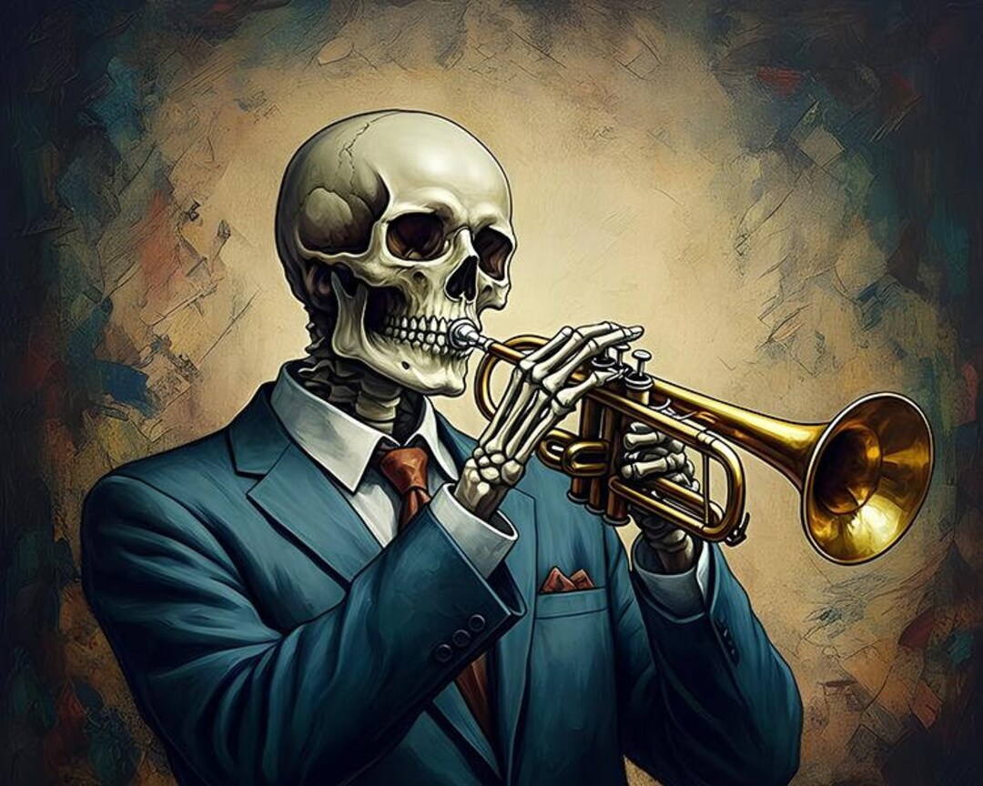 Bones Band Skeleton Musician - Trumpet Player - Etsy