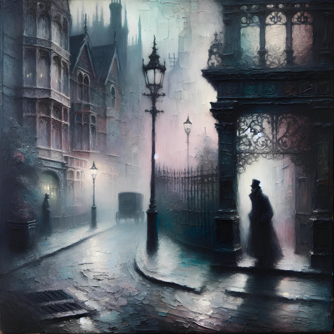Victorian Dusk | Streets of London | Dark Academia | Victorian Wall Art ...
