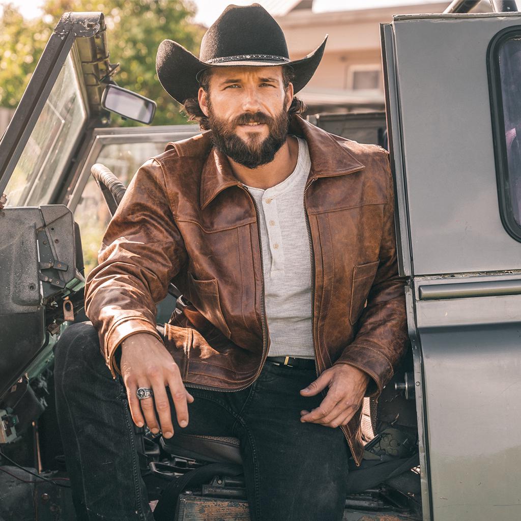 Yellowstone Work Leather Jacket-tan Color - Etsy