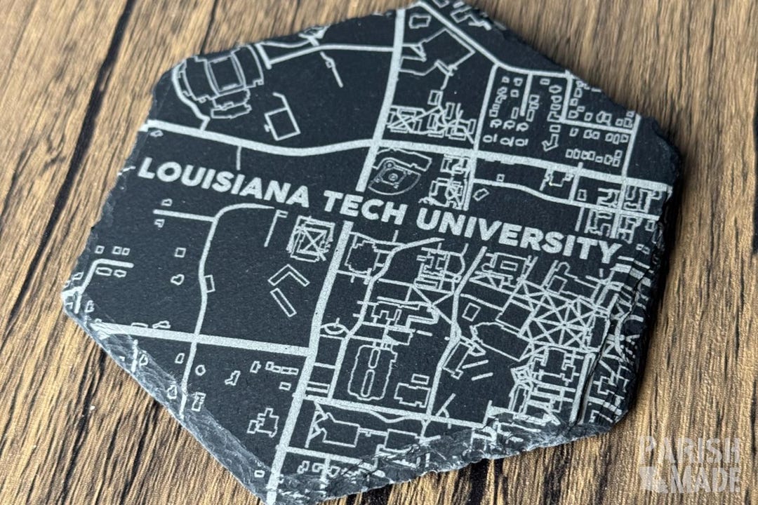 Louisiana Tech Coaster, Campus Map Coaster, Hexagon Slate Coaster ...