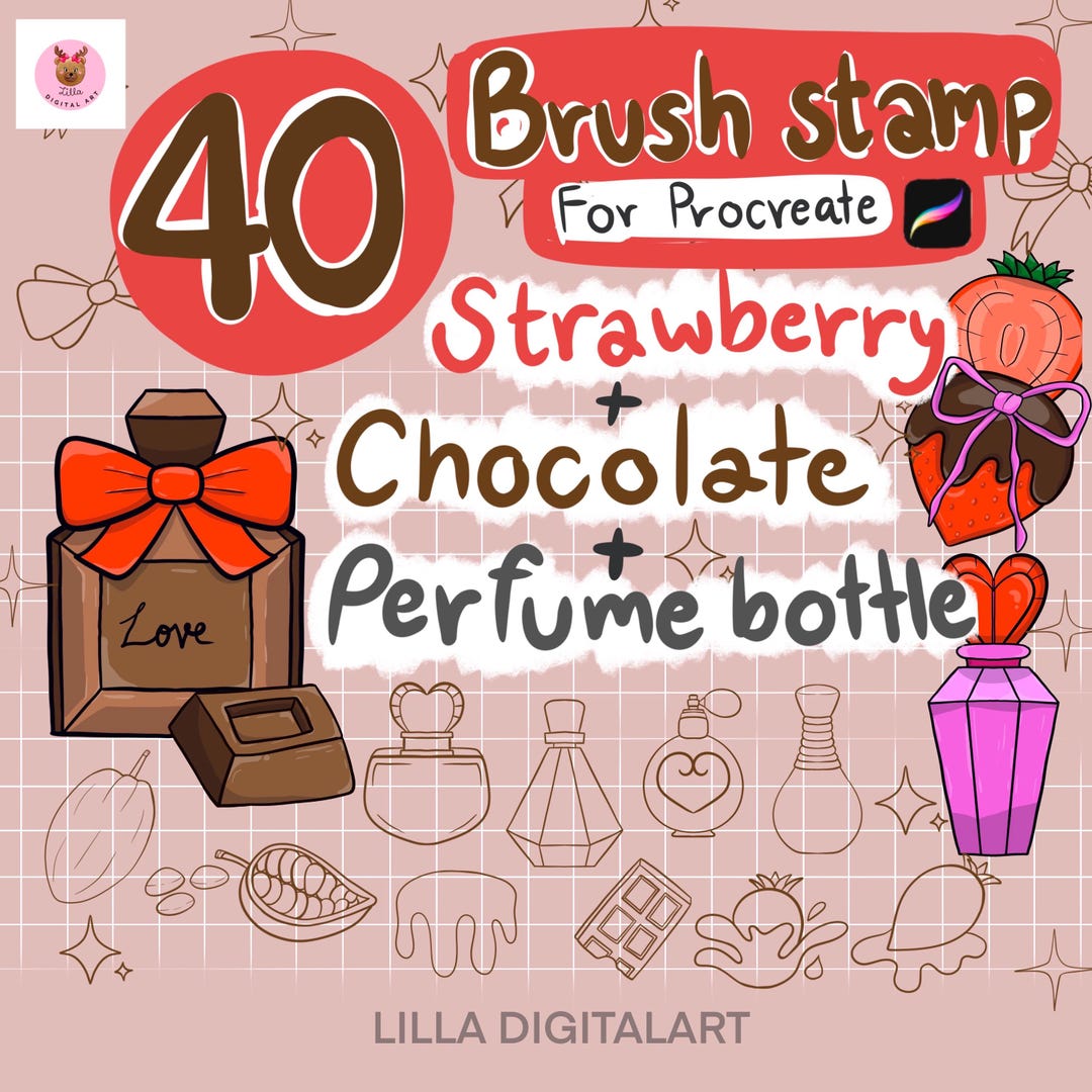 Strawberry Chocolate Procreate Brushes: Dessert & Perfume Stamps ...