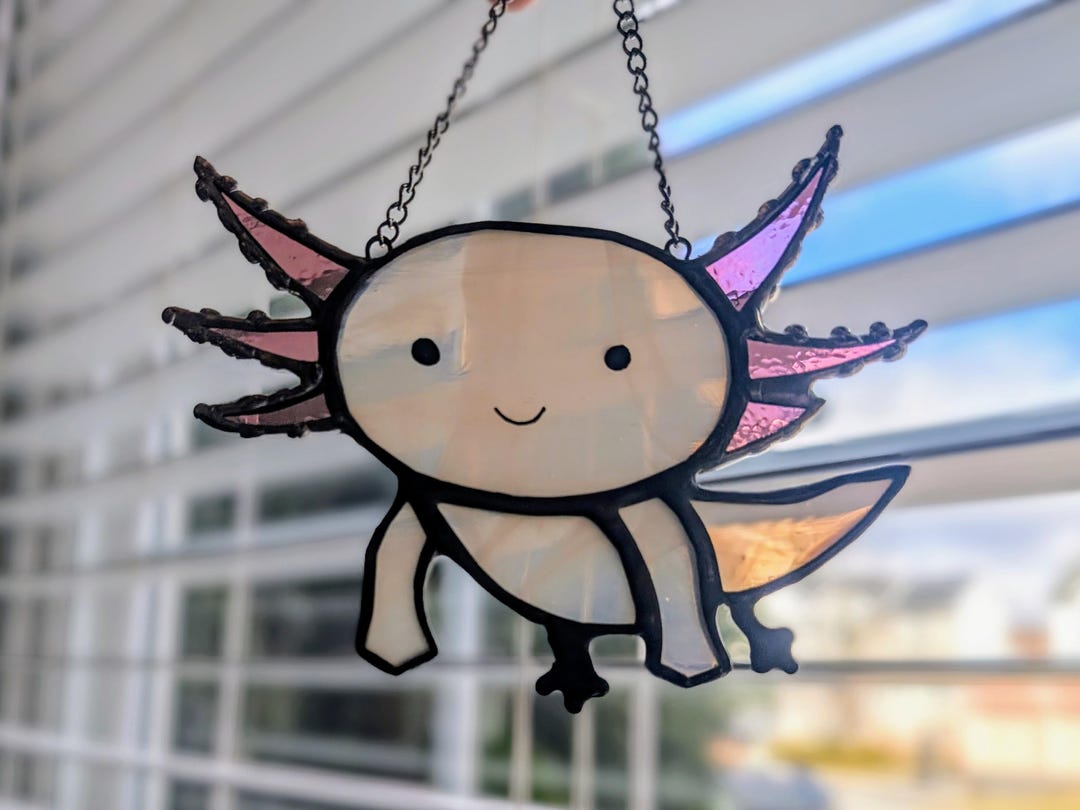 Stained Glass Axolotl – Unique Aquatic Animal Art – Colourful Window ...