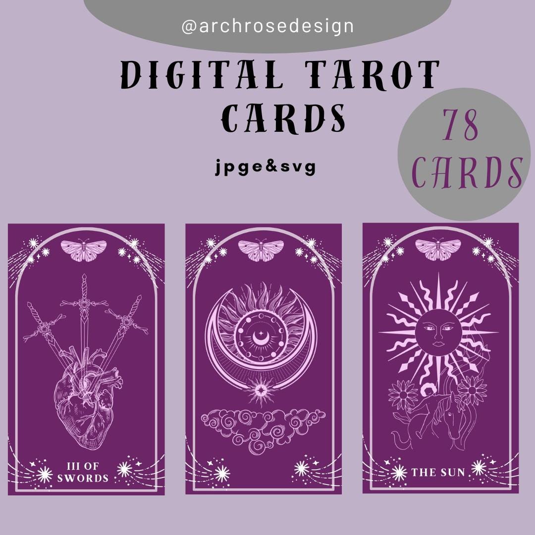 Pink Tarot Card Deck Printable | Tarot Cards Svg | Tarot Cards Print ...