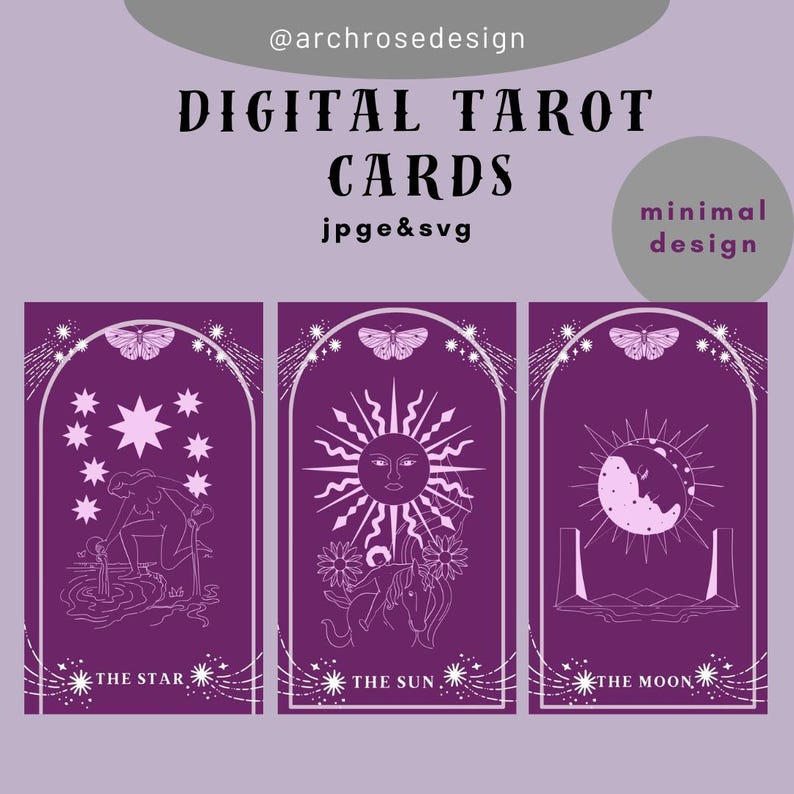Pink Tarot Card Deck Printable | Tarot Cards Svg | Tarot Cards Print ...