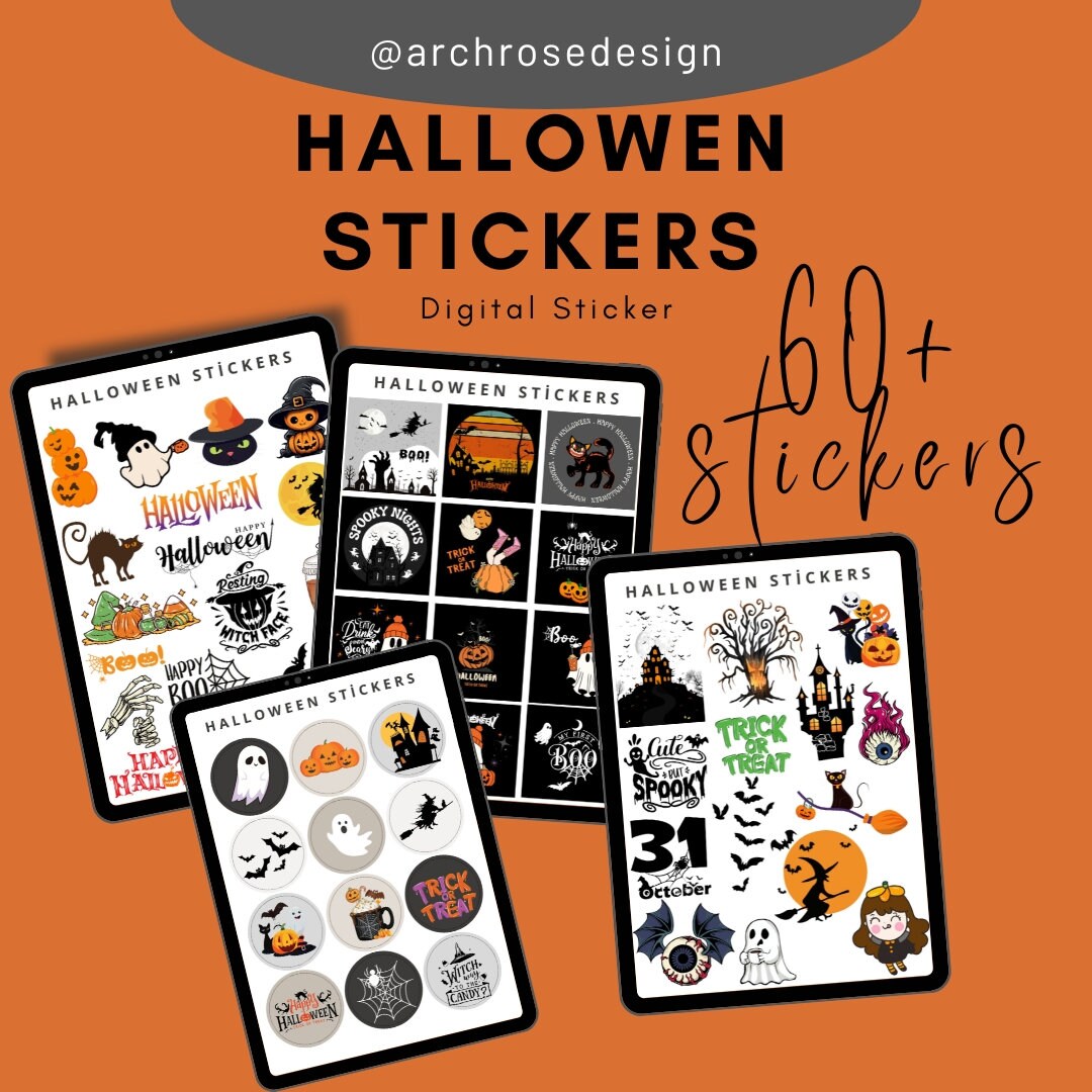 60 Halloween Digital Stickers Pack, Goodnotes Stickers, Spooky Season ...