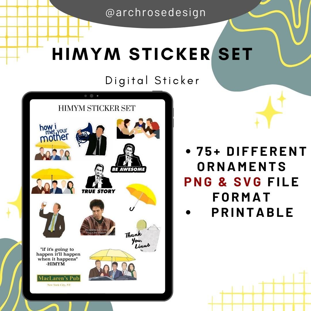 Himym TV Show Sticker Pack,ted Robin Barney Lily Marshall,printable ...