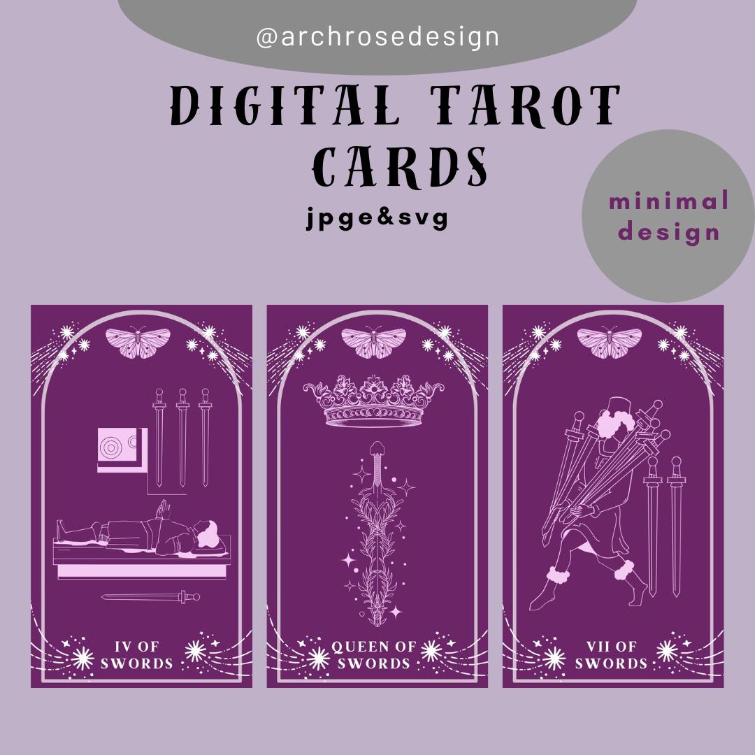 Pink Tarot Card Deck Printable | Tarot Cards Svg | Tarot Cards Print ...