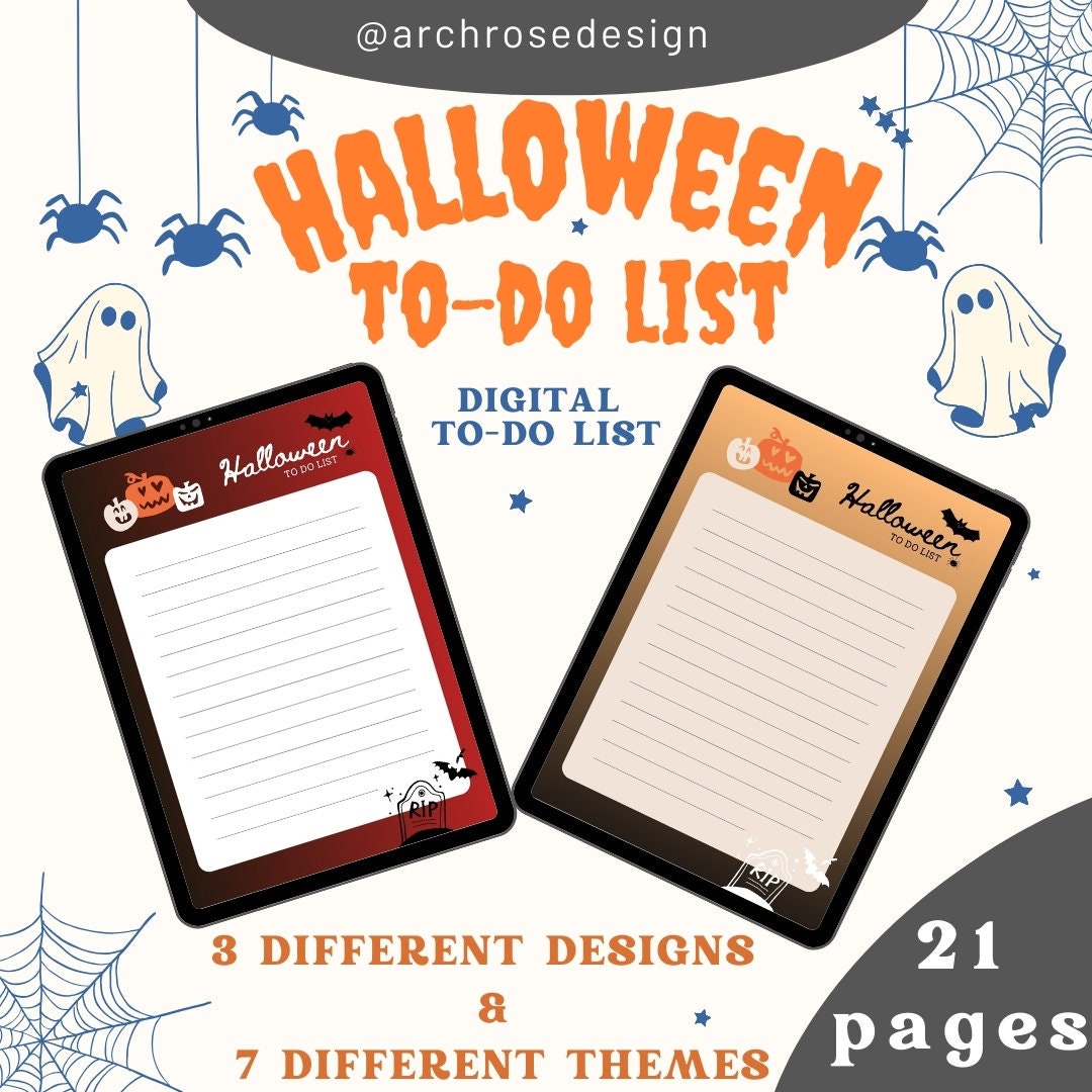 Halloween To-do List, Spooky Planner, Digital & Printable, 21 Pages (3 ...