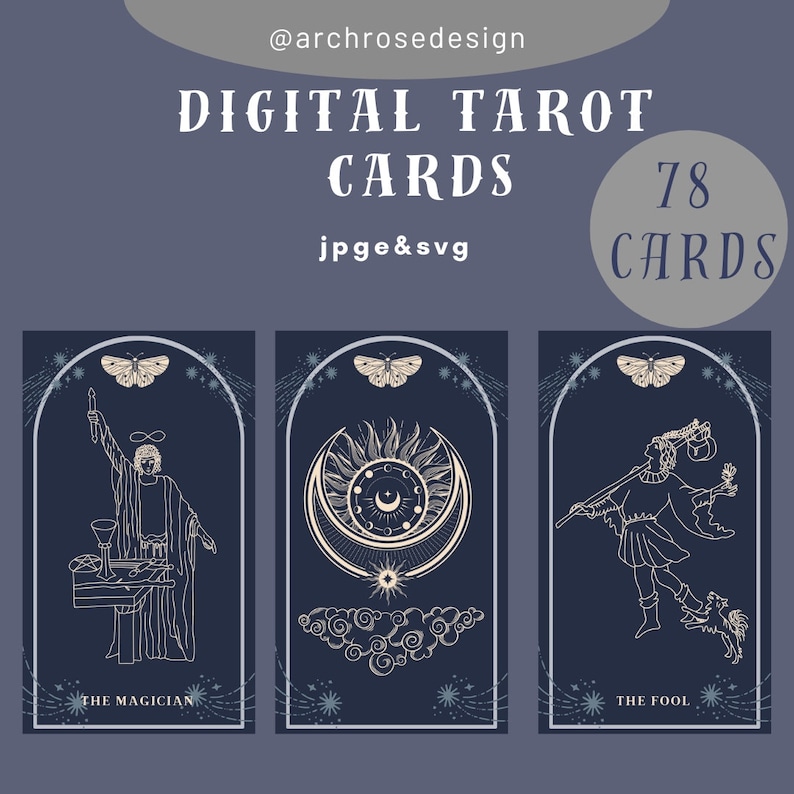 Tarot Card Deck Printable | Tarot Cards Svg | Tarot Cards Print | Tarot Deck Printable | Tarot ...