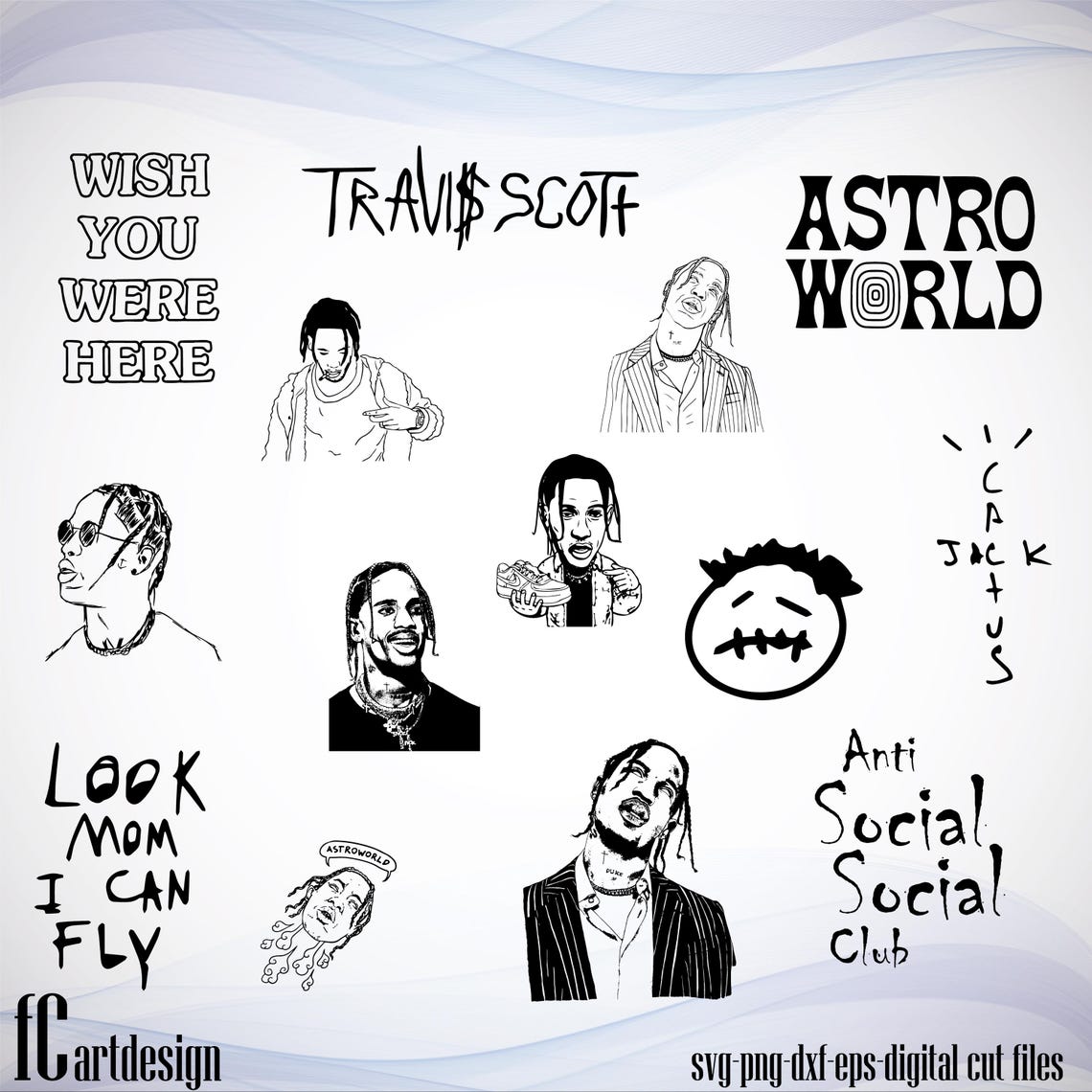 Travis Scott Svg Bundle, Travis Scott Png, Travis Scott Stickers ...