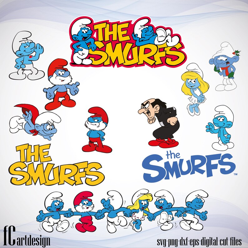 Lot Schtroumpfs Svg, Stickers personnages Schtroumpfs, Svg du Grand ...