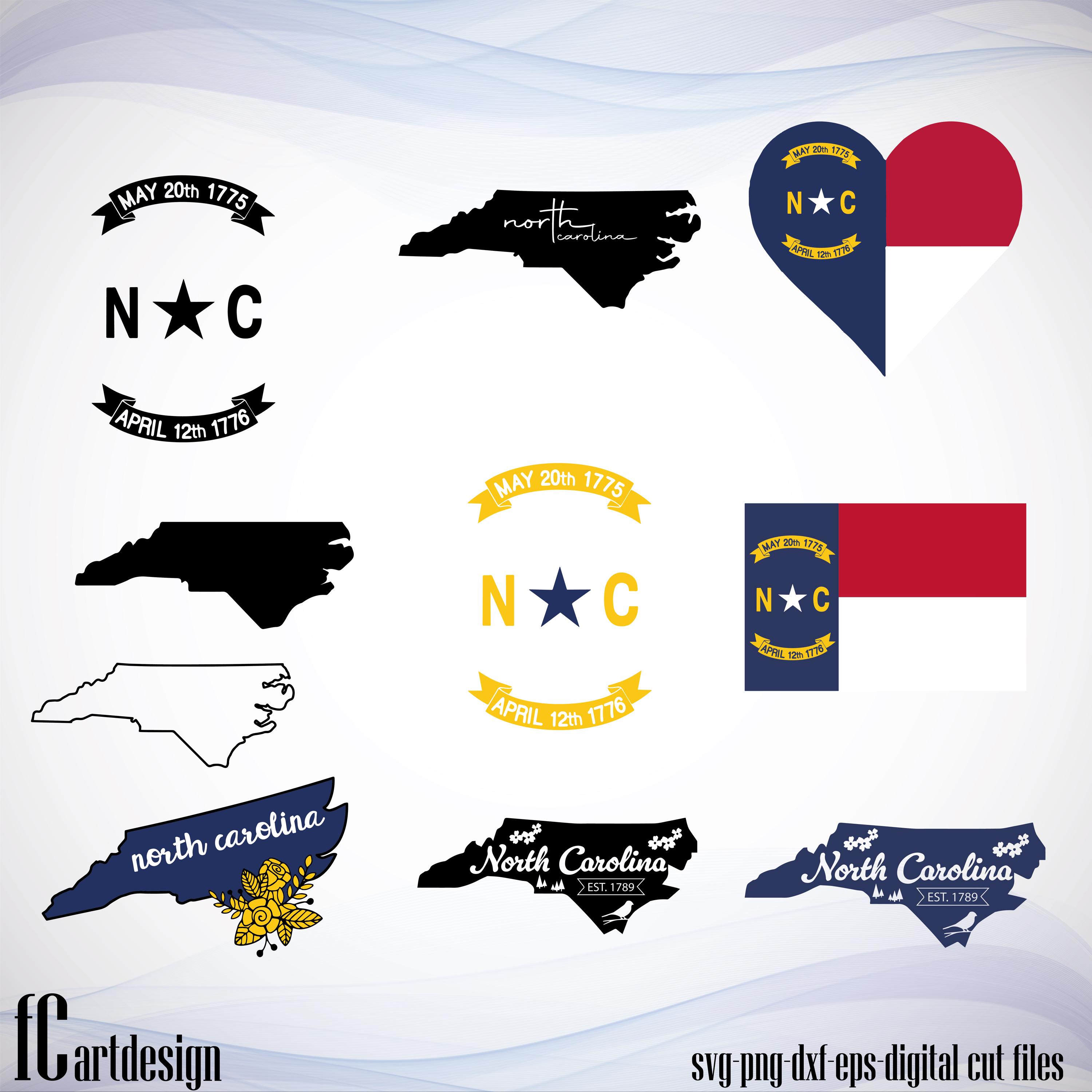 North Carolina Svg Bundle, Carolina Svg, North Svg, Nc Svg, April 12th ...