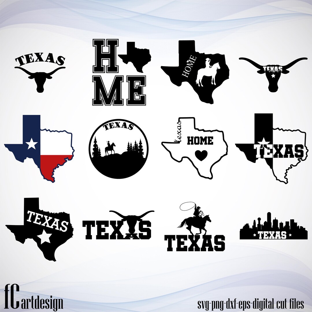 Texas SVG Bundle, Hand Drawn Vector Silhouette, Texas Outline SVG ...