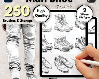 250 Man Pants Stamps - Procreate & Photoshop Men Brushes, Digital ...