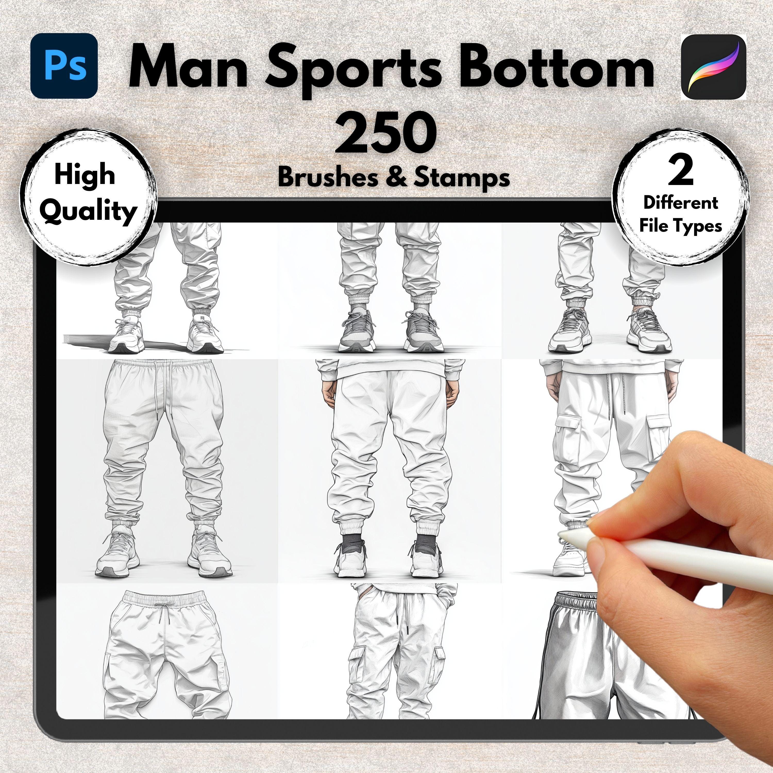 250 Man Sport Bottom Stamps - Procreate & Photoshop Men Brushes ...
