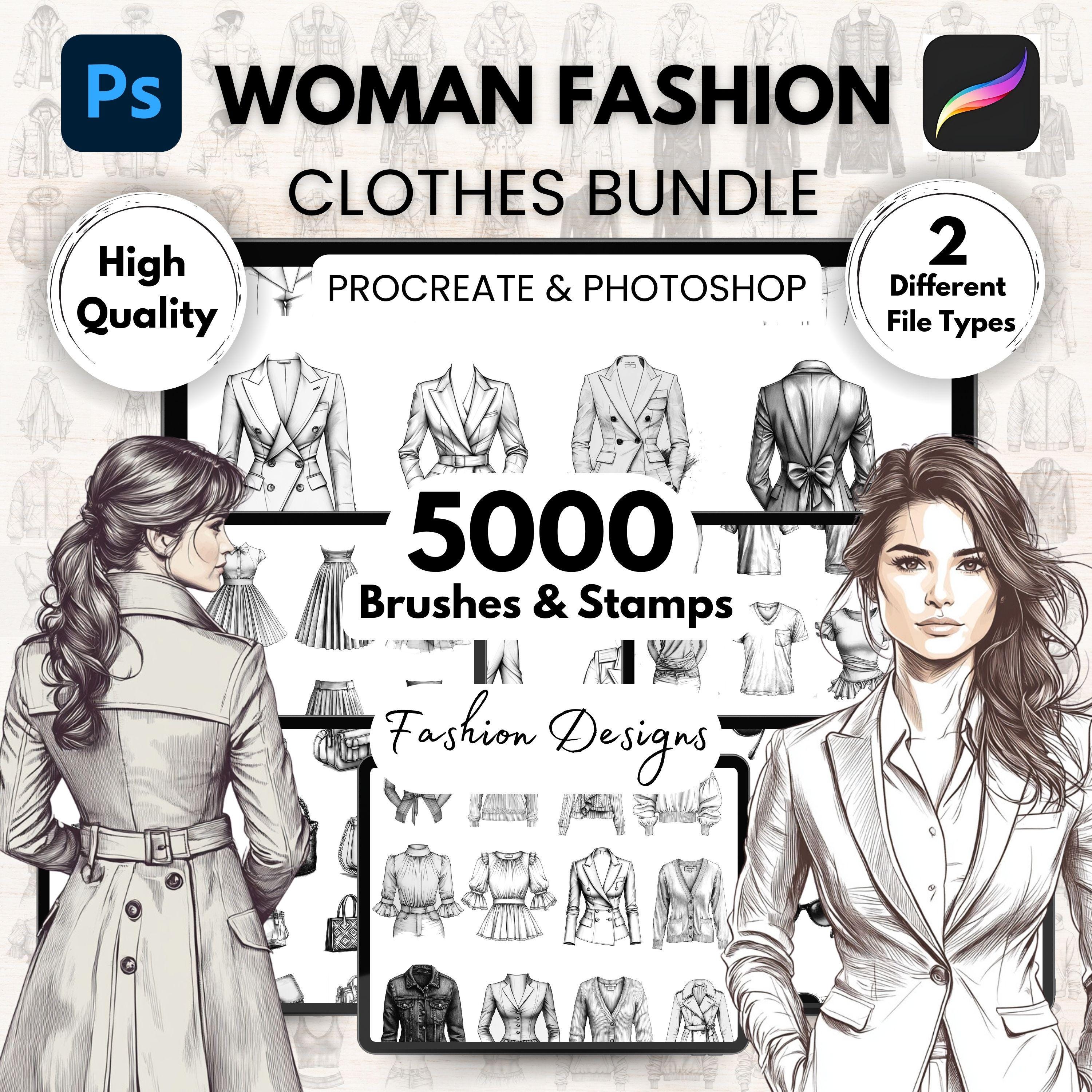 5000+ Woman Fashion Clothes Brushes Bundle - Procreate & Photoshop ...