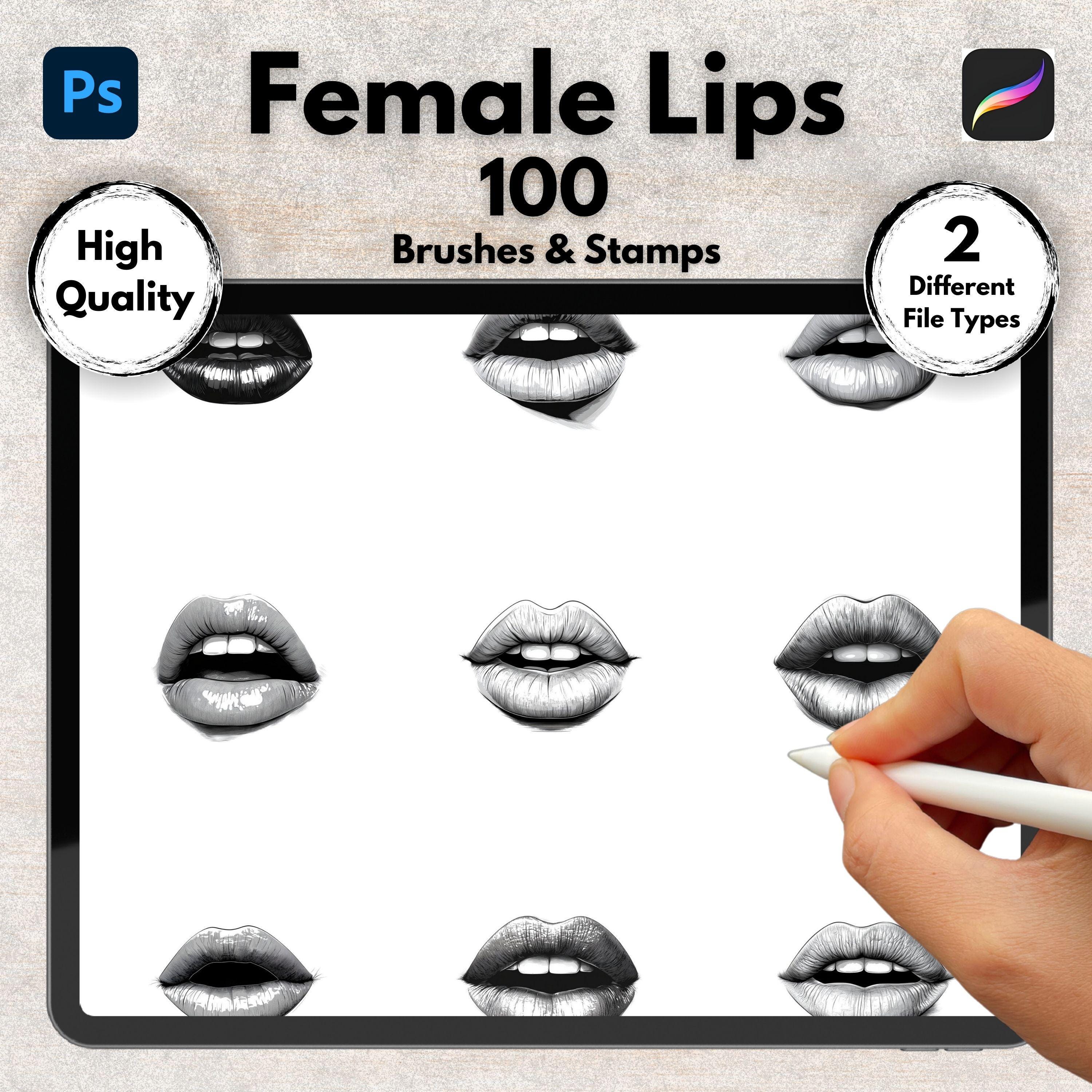 100 Female Lips Brushes, Female Lips Procreate & Photoshop Brushes, Lips Brush, Female Lips ...