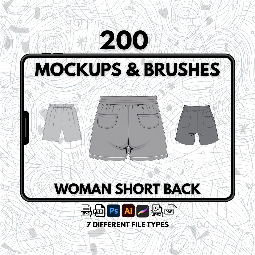 200 Woman Shorts Back Mockups/stamps, Shorts Back Brushes, Procreate ...