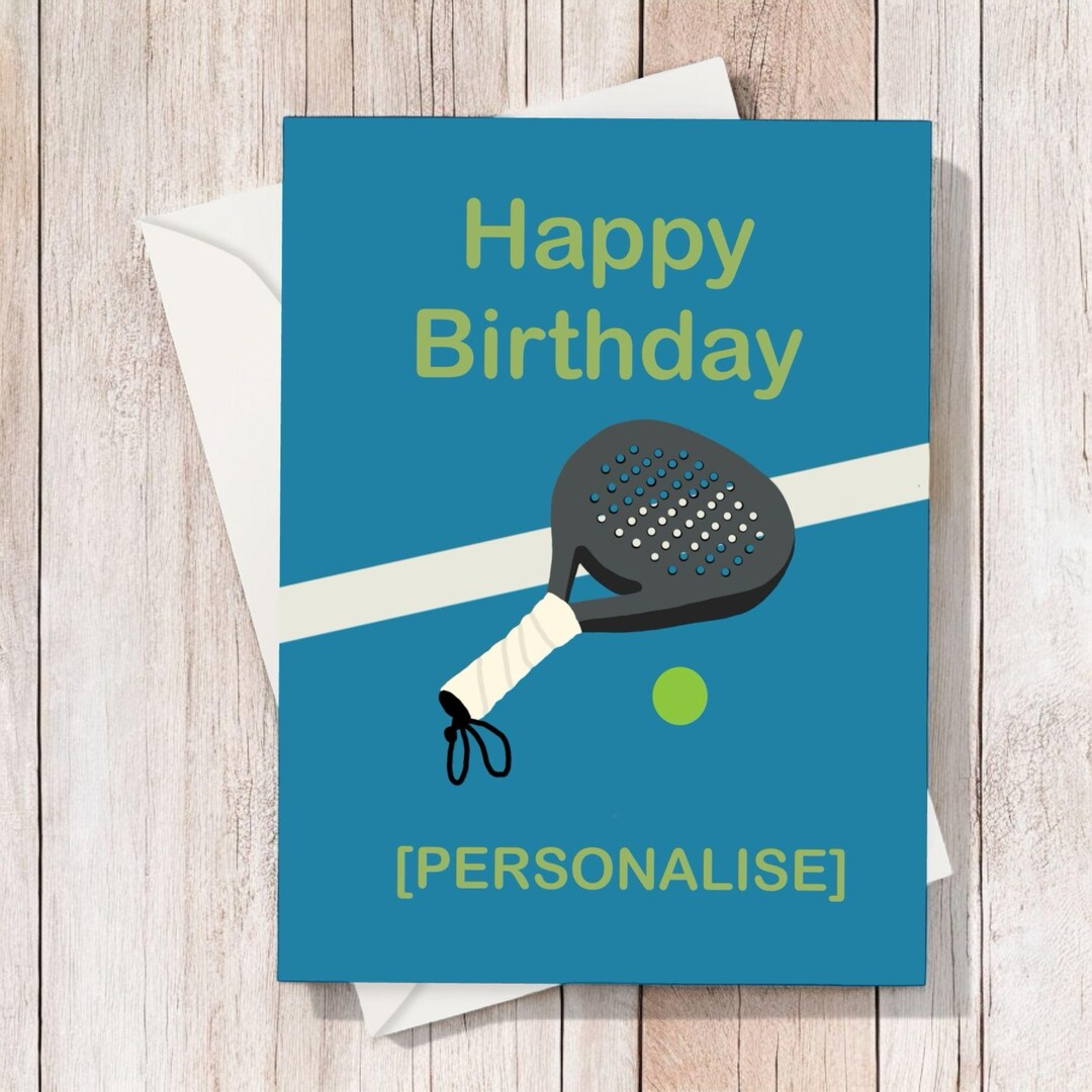 Padel Tennis Birthday Card - Personalisation Available - Etsy