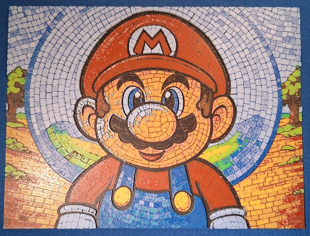 Framed Nintendo Super Mario Mosaic Fan Art | Retro Video Game Decor ...