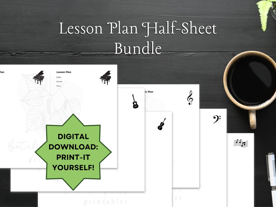 Music Lesson Plans for Music Teachers Printable Blank Half-sheet - Etsy