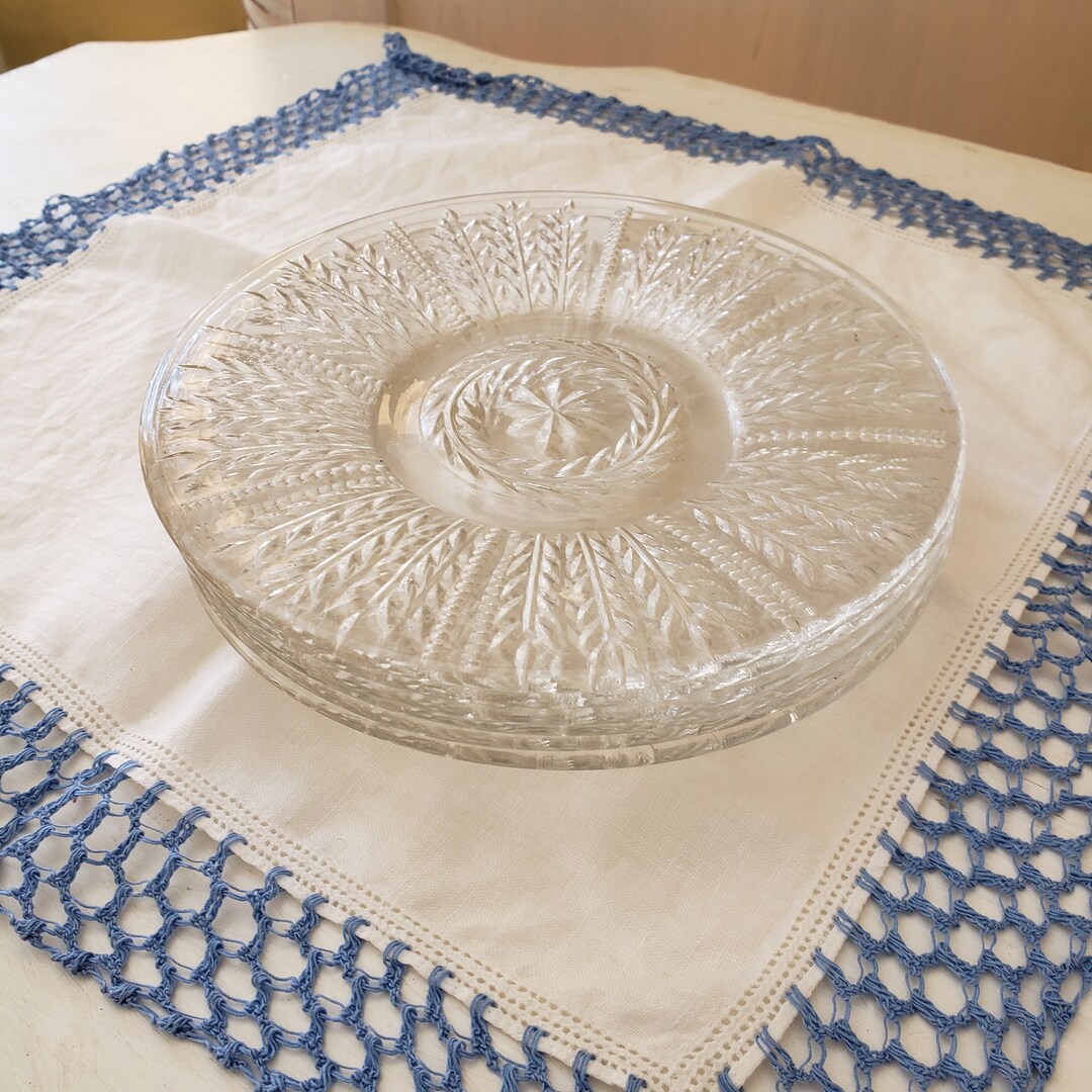 Wheat Pattern Depression Glass Saucers 6.5 Inch in Clear Set of 6 - Etsy