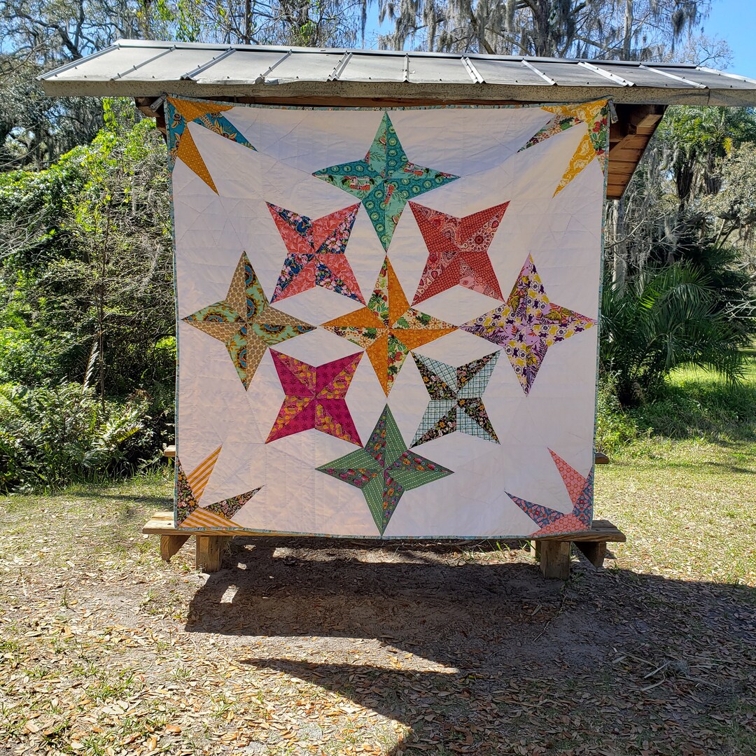 Hand Made and Hand Quilted Cotton quasar Star Quilt - Etsy