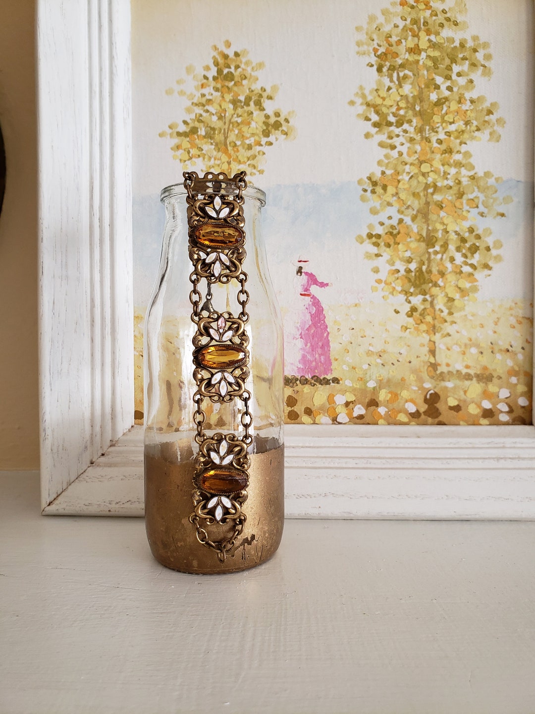 Vintage Max Neiger Art Deco Egyptian Revival Czech Glass and Enamel ...