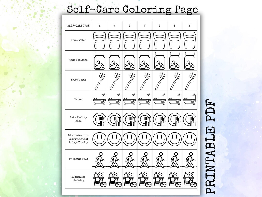 Self Care Task Chart, Routine Tracker, Daily Journal, Mental Health ...