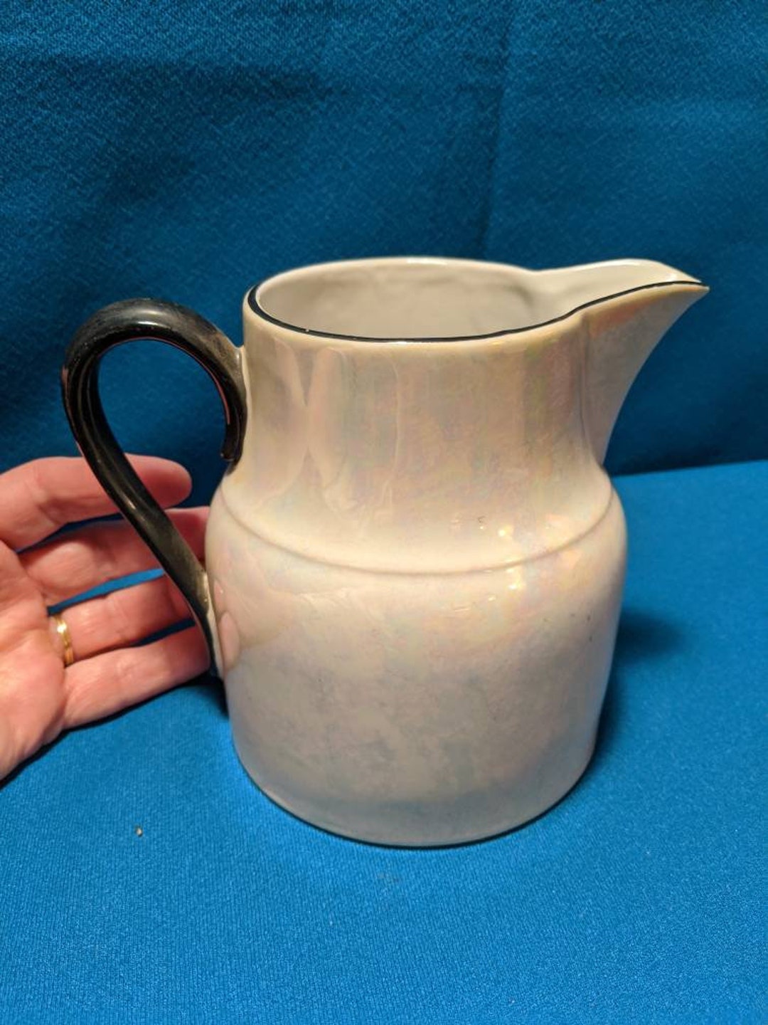 Vintage 1920s/30s German White Lusterware Pitcher With Black - Etsy