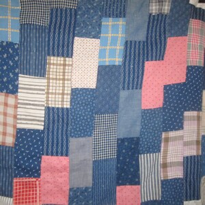 Antique Circa 1900 Primitive Blue Scrap Patchwork Winter Weight Quilt ...