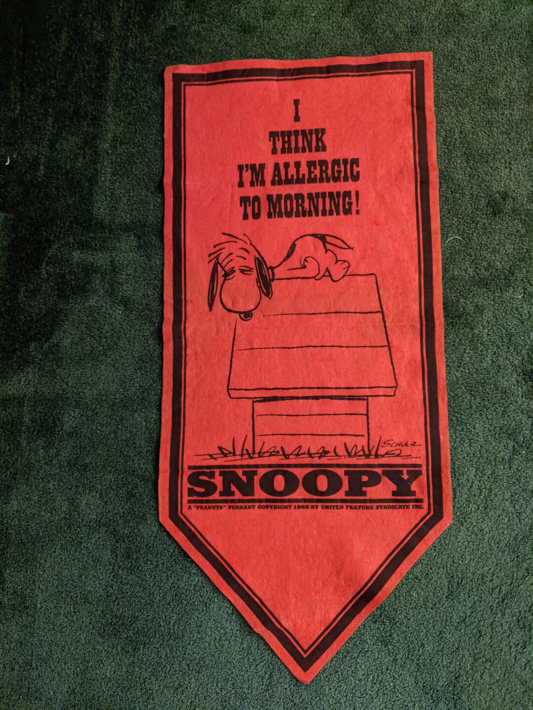Vintage 1968 Charles Schulz Peanuts Character Snoopy Wool Felt Pennant ...