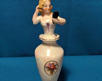 Antique German Porcelain Sitzendorf Powder Box W/ Floral Crown Top ...