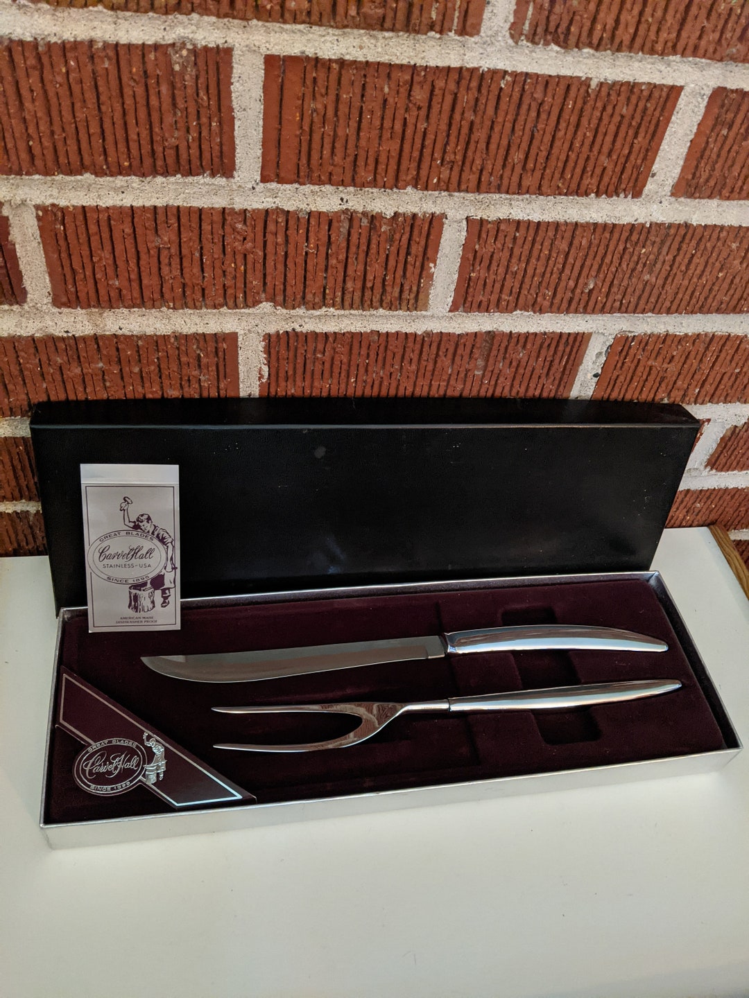 Vintage Carvel Hall Mid Century Modern Stainless Steel Carving Set in ...