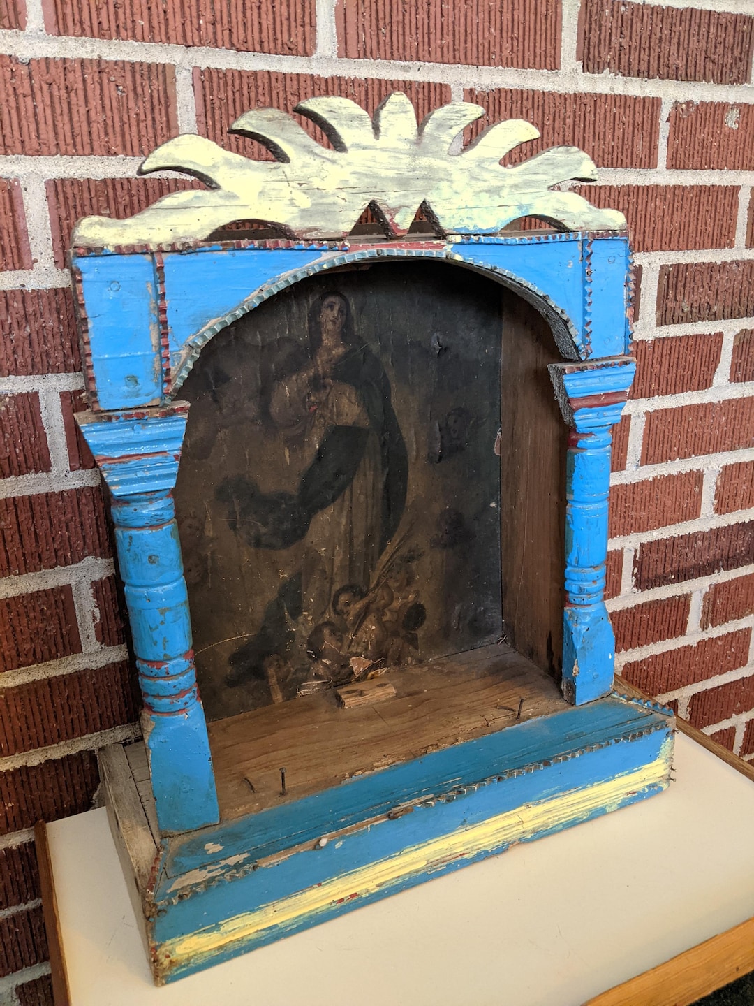 Mexican Folk Art Large Rustic Colorful Retablo Nicho - Etsy