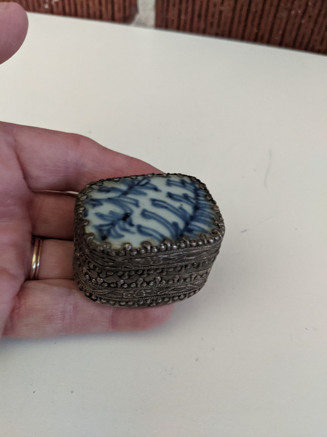 Chinese Blue and White Shard Porcelain Small Silverplate Trinket Box - Etsy