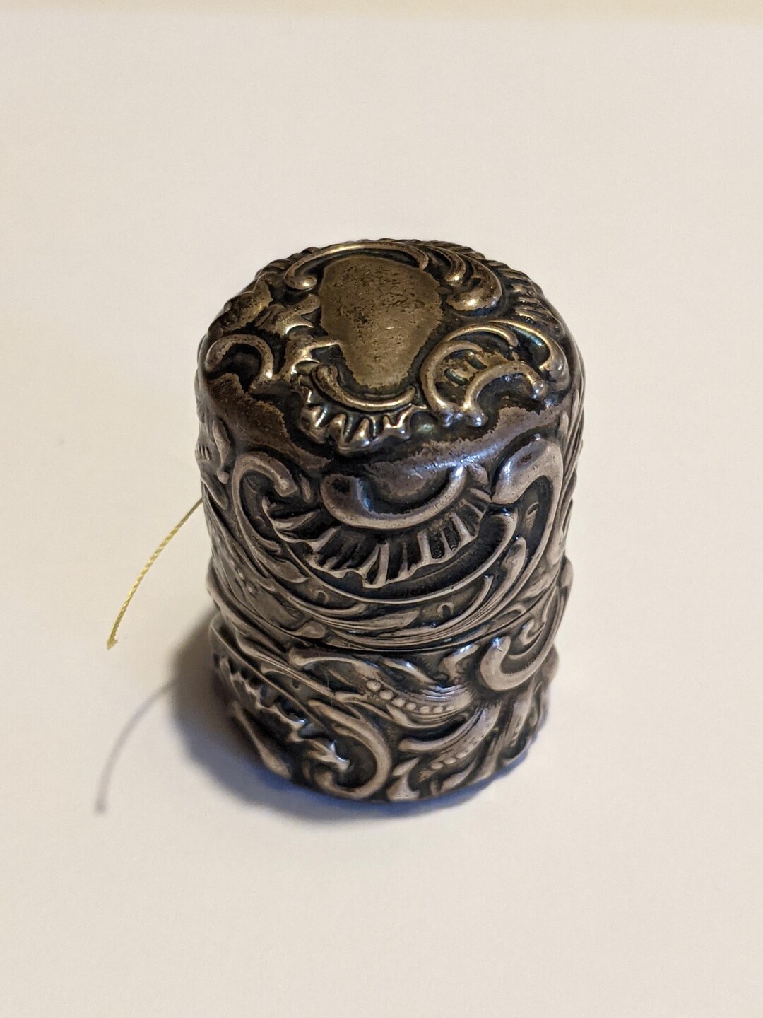Antique Sterling Silver Art Nouveau Repousse Thimble Holder Sewing ...